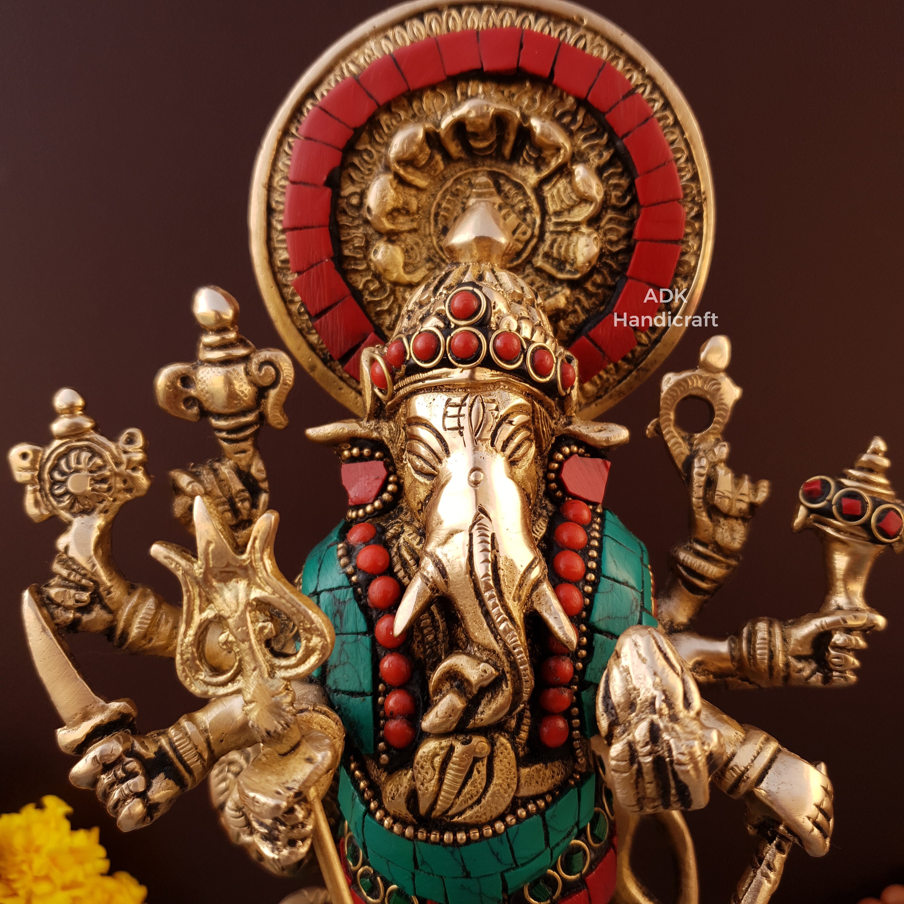 Shubh Drishti Ganesha Statue in Brass, 9" Inch Big Brass Shubha Drishti ...