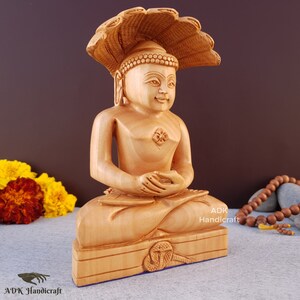 Lord Parasnath Statue, 6.2" Inch Wooden Handcarved Parshvanatha ...