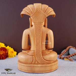 Lord Parasnath Statue, 6.2" Inch Wooden Handcarved Parshvanatha ...