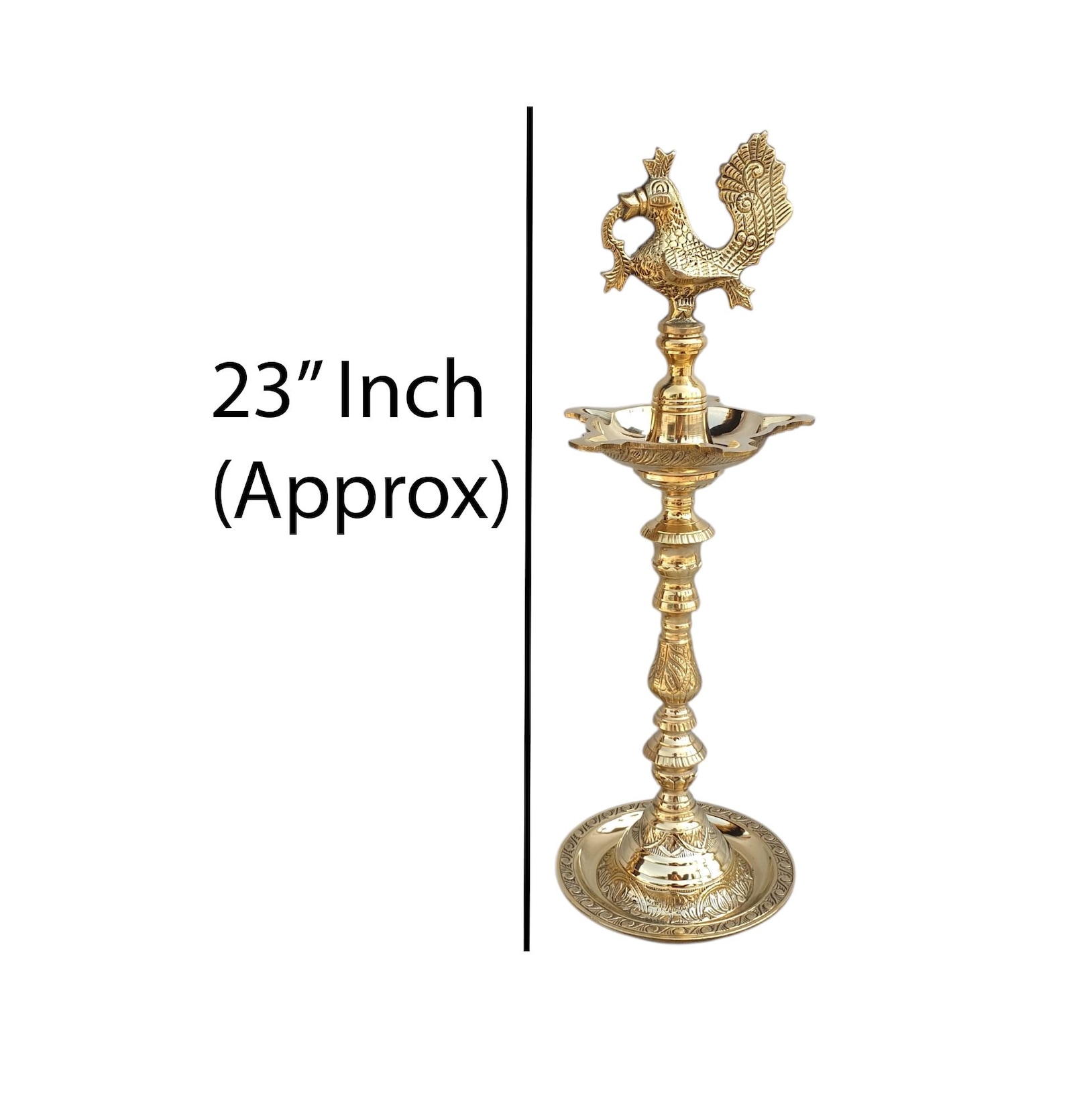 23", 18", 14", 12" Inch Big Brass Traditional Diya Set Stand Pair ...