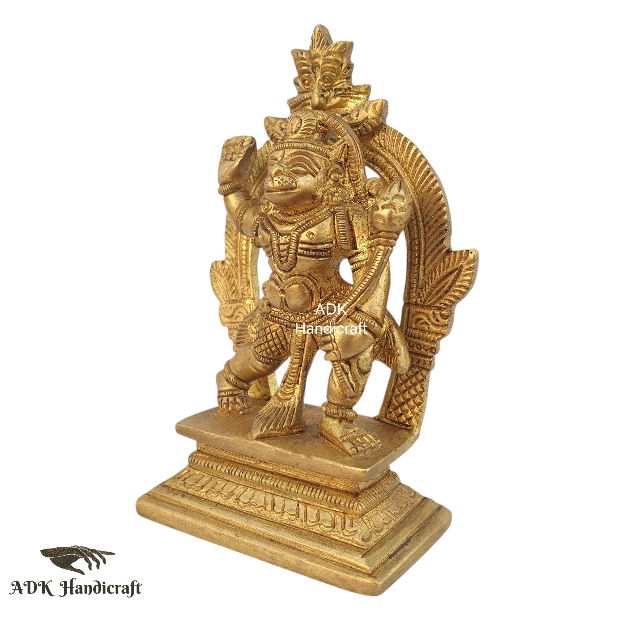 Brass Veer Hanuman Statue, 4" Inch Standing Hanuman Statue, Lord ...