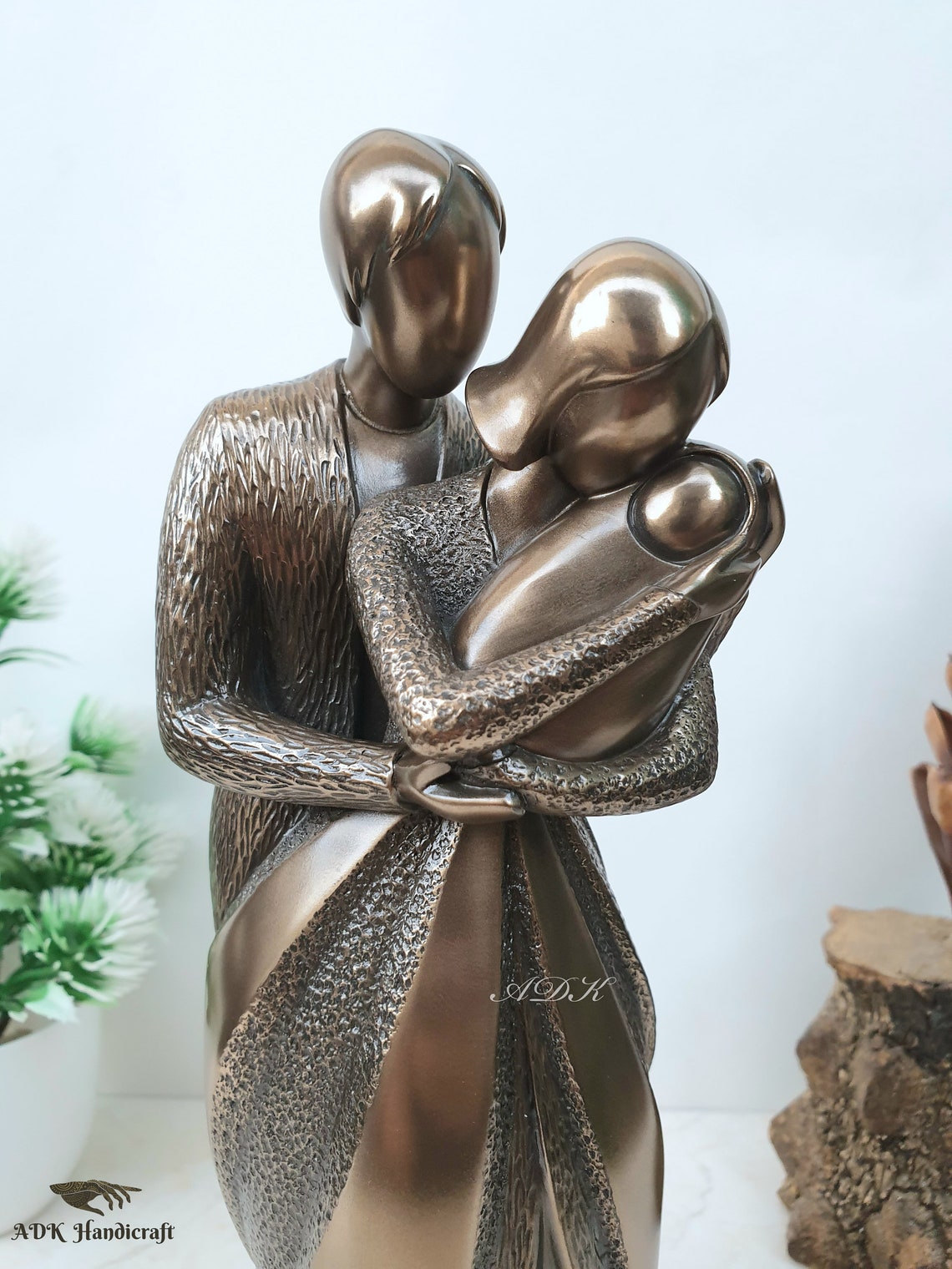 Happy Family Statue, 23 CM, Three Family Parents With New Born Baby ...