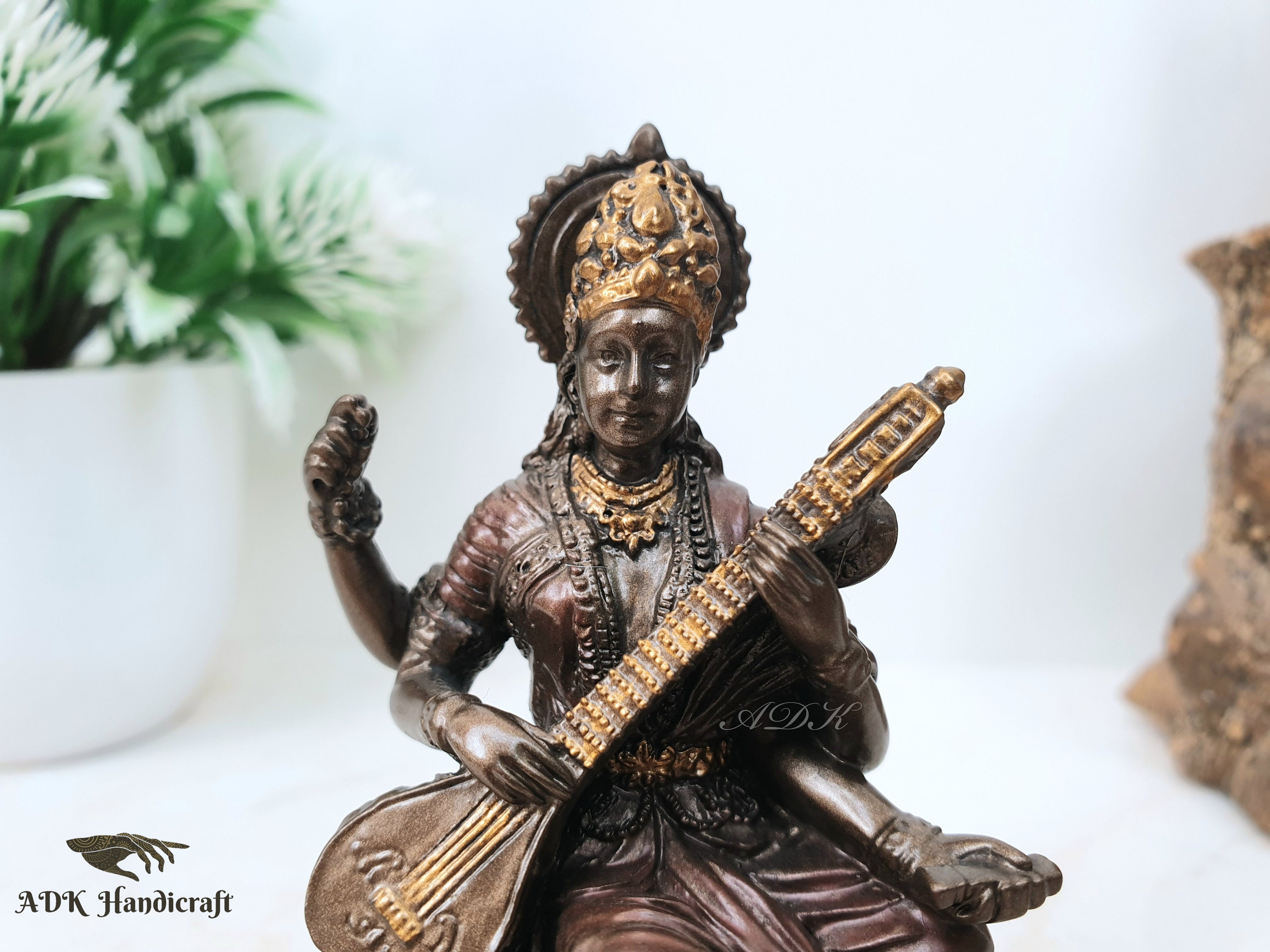 Saraswati Statue Sarasvati Statue 8 CM Bonded Bronze Goddess - Etsy