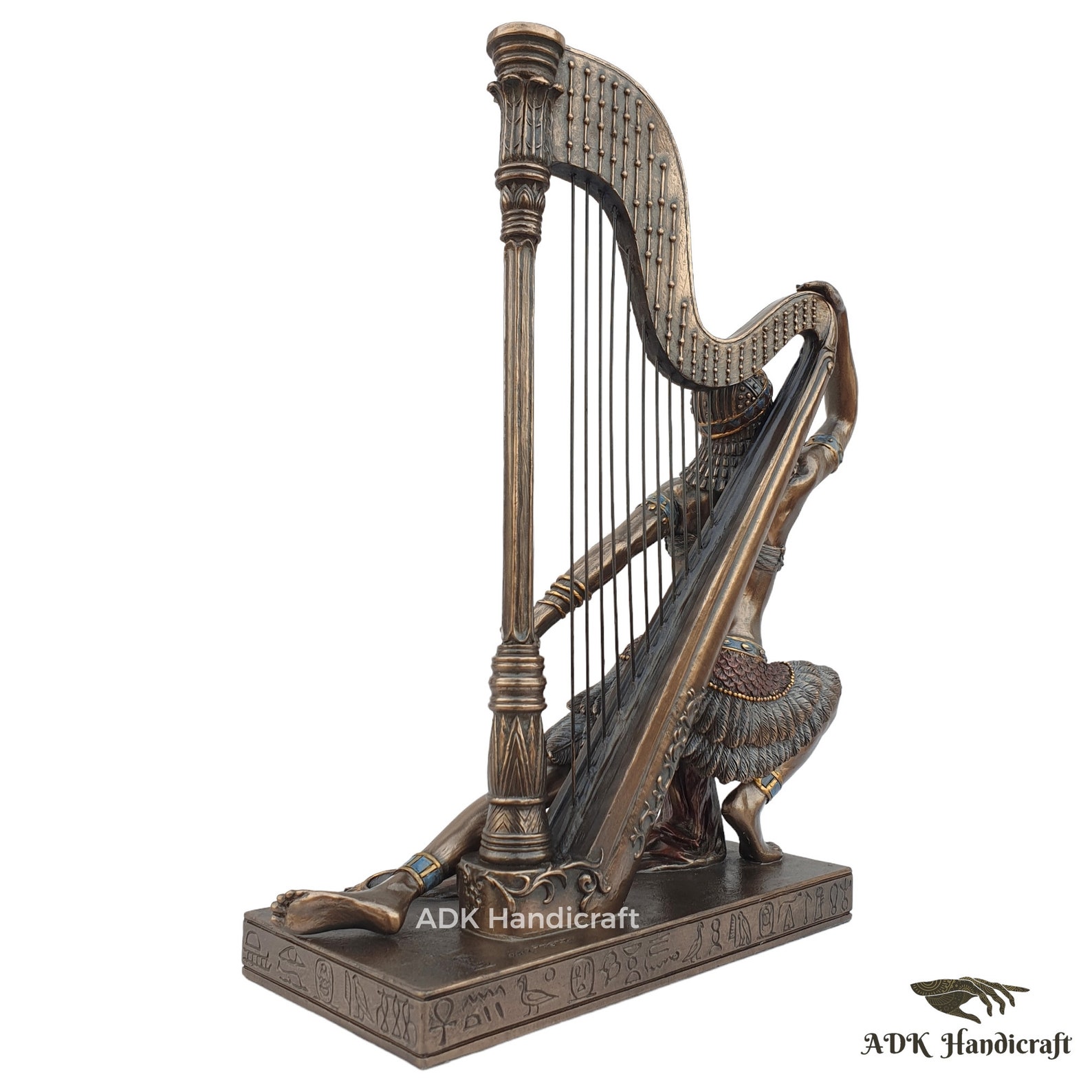 Egyptian Dancer With Harp, 10" Inch Egypt Home Decor Statue Figure ...