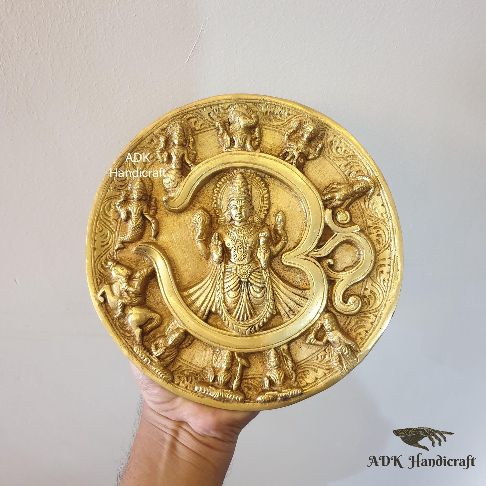 Brass Vishnu Dashavatara Wall Decor, 8" Inch Hanging Lord Vishnu ...