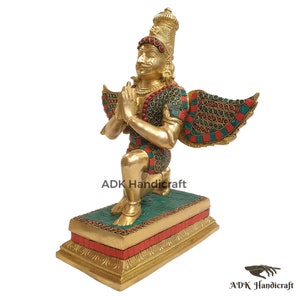 Brass Big Garuda Statue, 12" Inch Large Lord Garud Wagon of Lord Vishnu ...