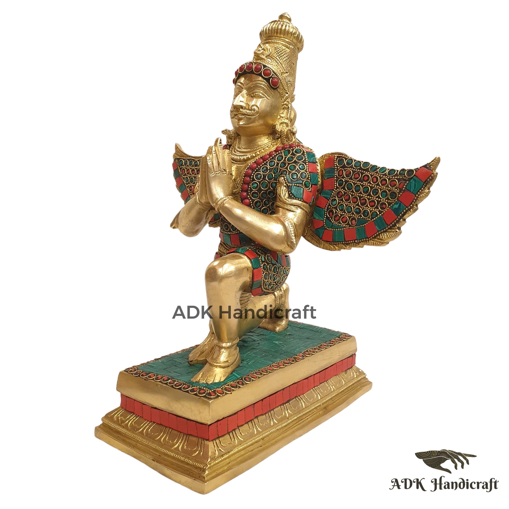 Brass Big Garuda Statue, 12" Inch Large Lord Garud Wagon of Lord Vishnu ...