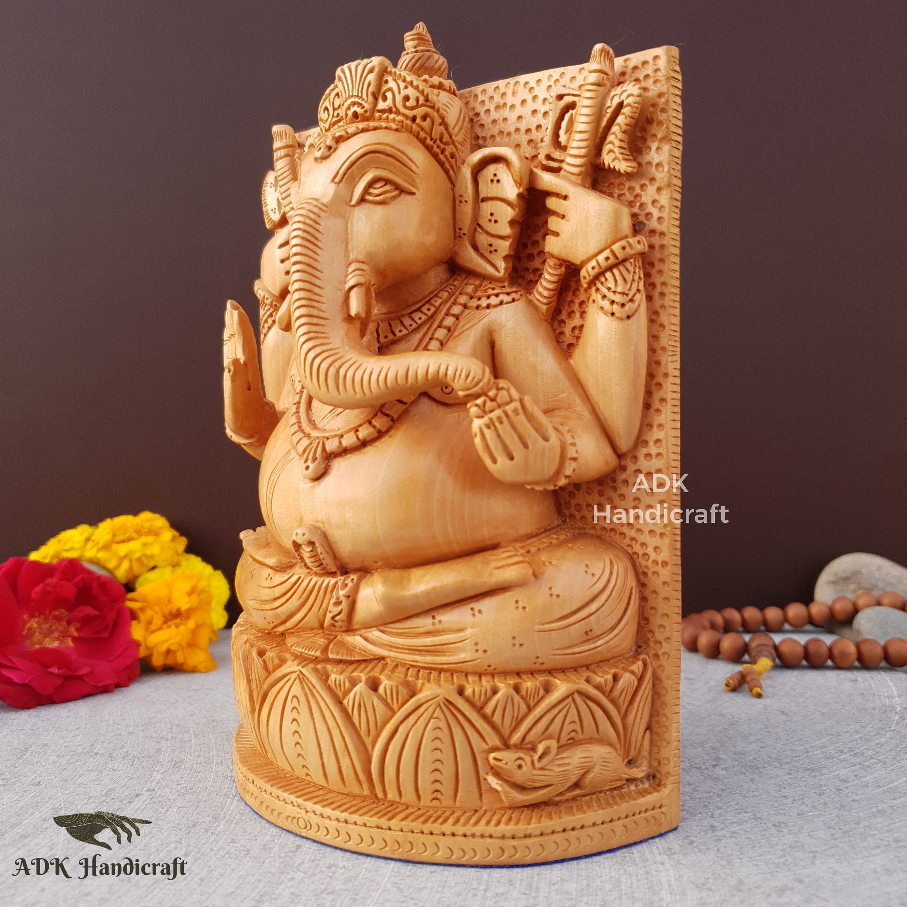 Ganesha Statue 6.8 Inch Lord Ganesh Statue Wooden | Etsy