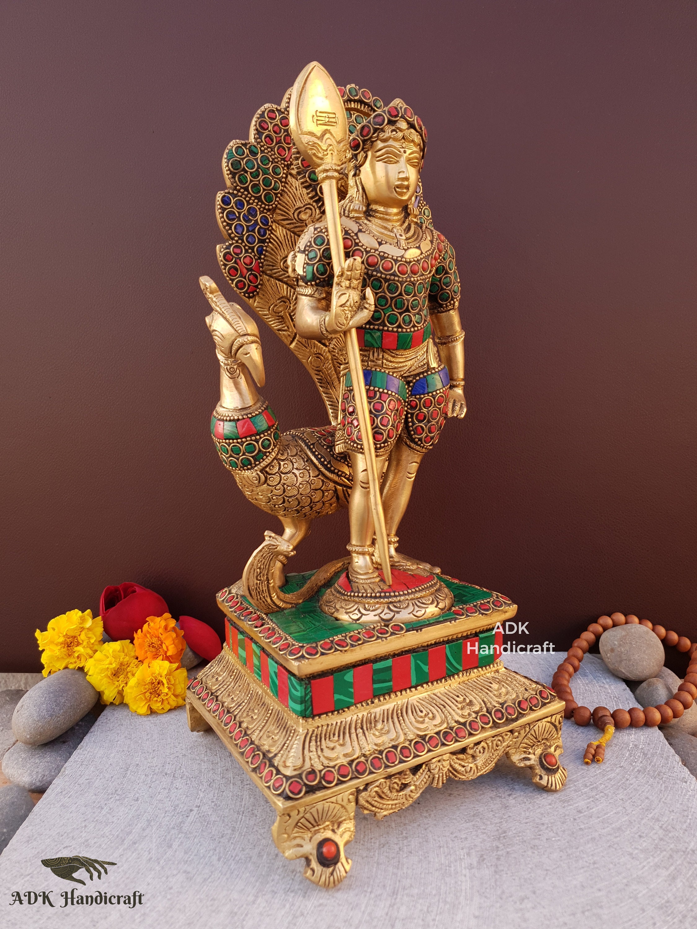 Brass Murugan Statue- 12" Inch | Lord Kartikeya | Brass Kartikeya ...