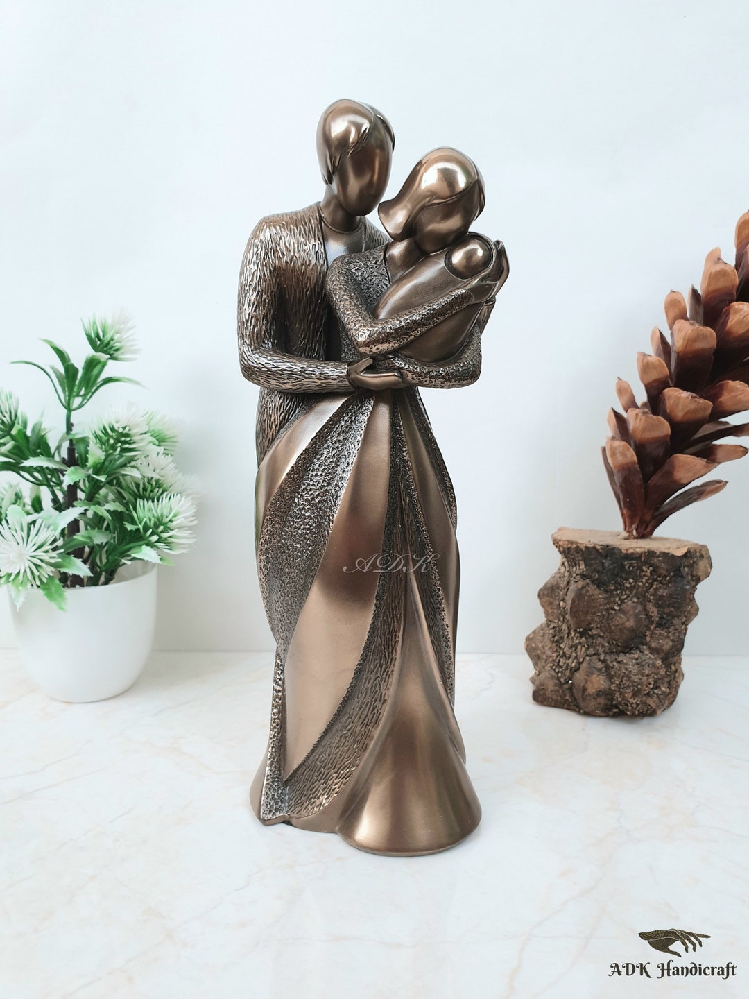 Happy Family Statue, 23 CM, Three Family Parents With New Born Baby ...