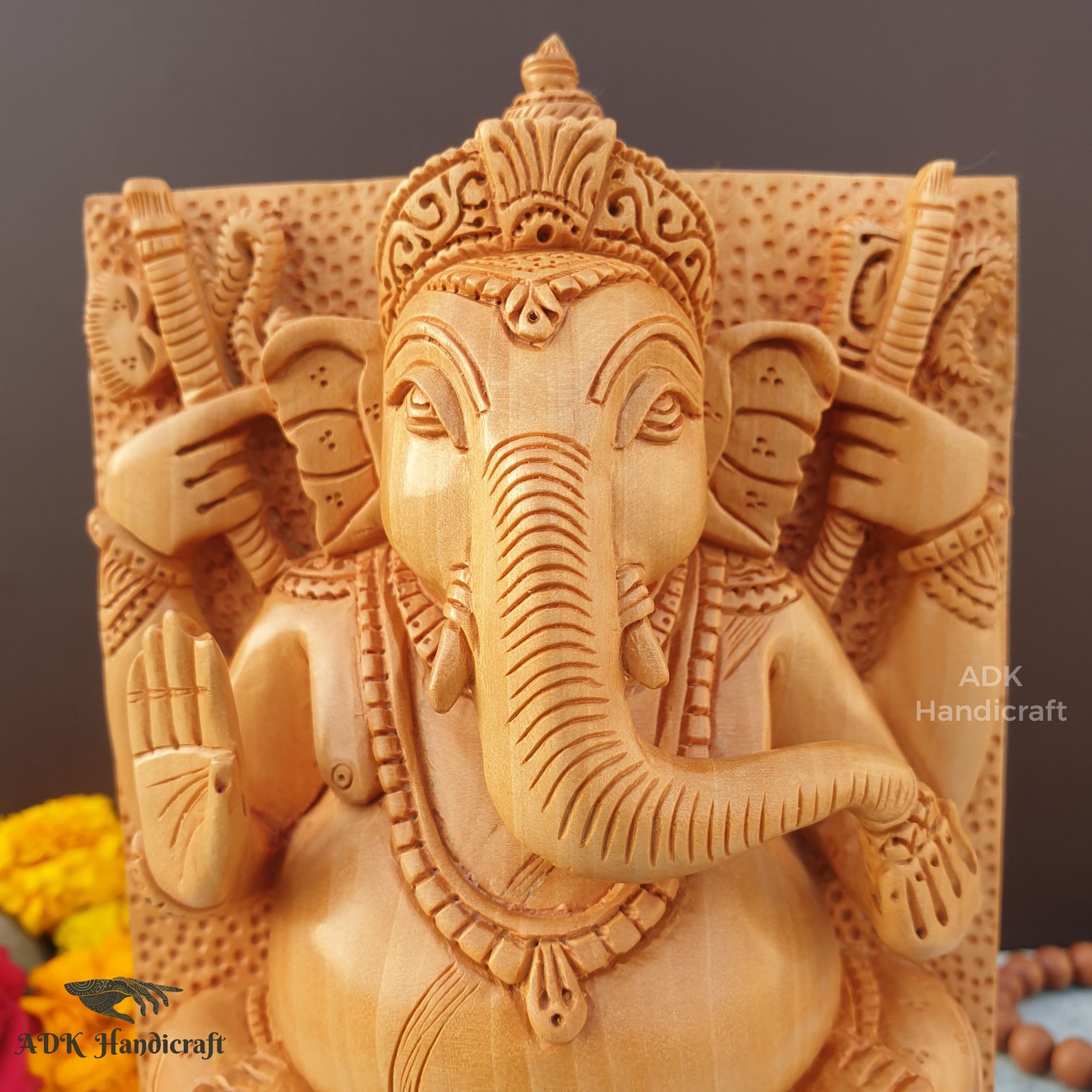 Ganesha Statue 6.8 Inch Lord Ganesh Statue Wooden - Etsy