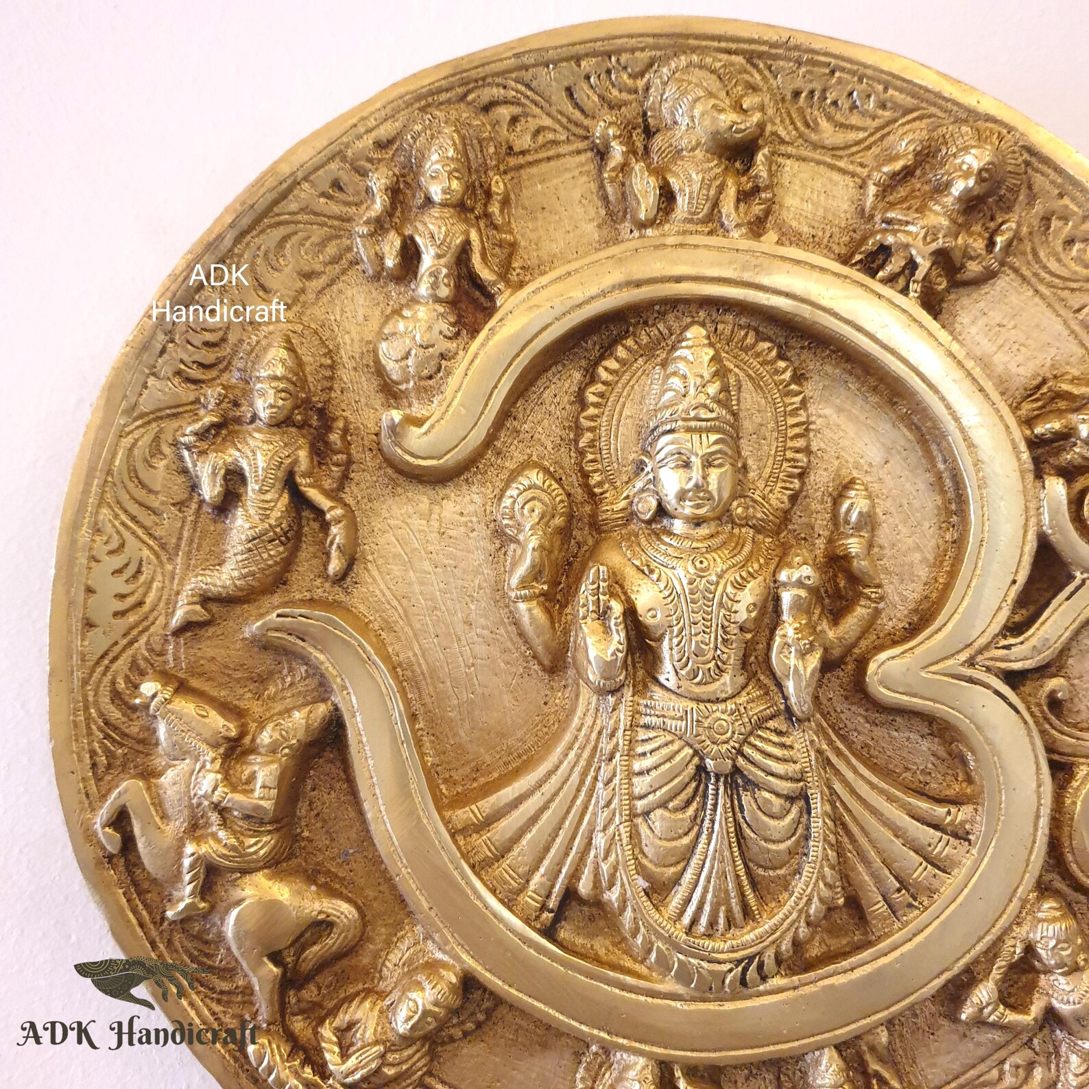 Brass Vishnu Dashavatara Wall Decor, 8" Inch Hanging Lord Vishnu ...