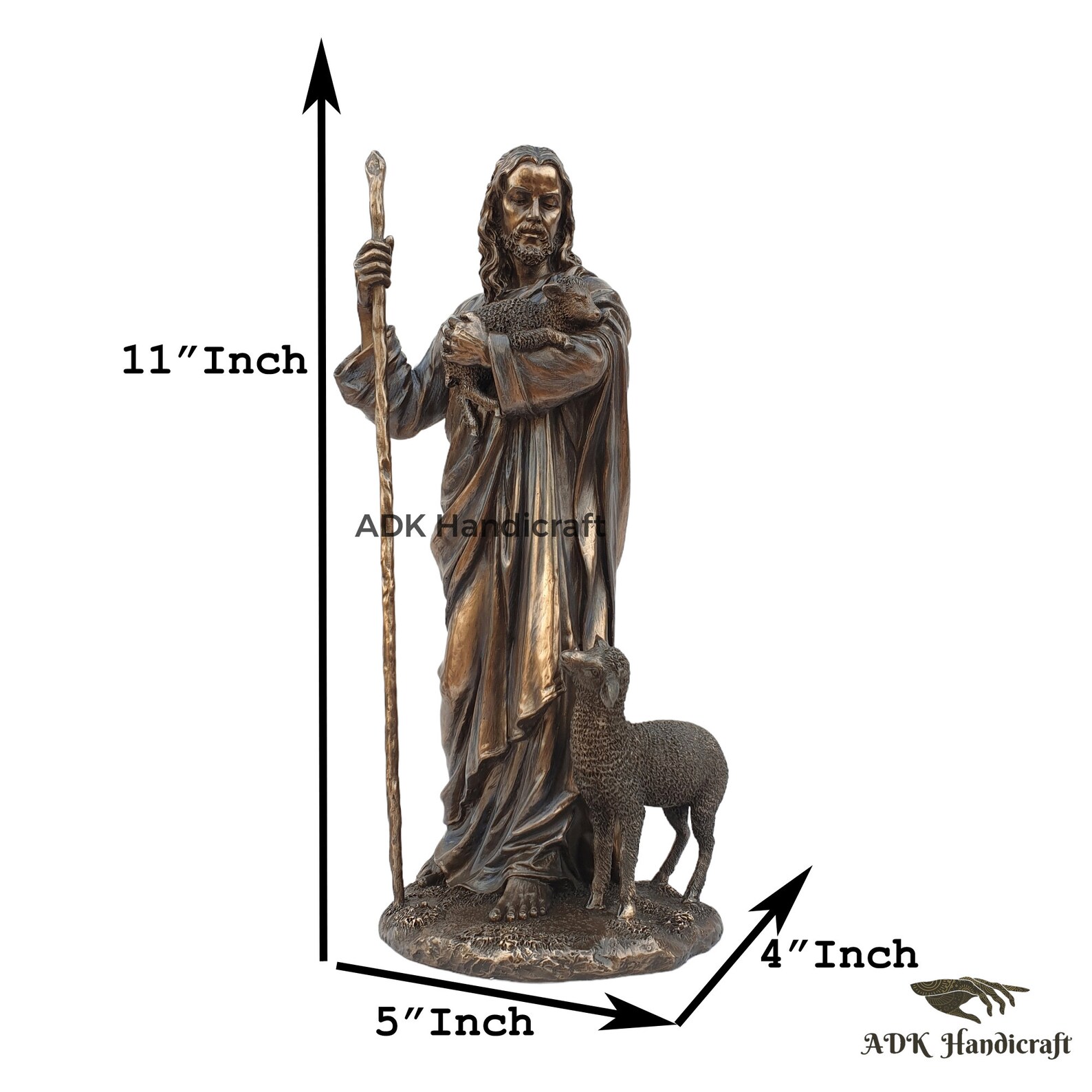 Jesus Christ Figurine, 11.5" Inch Bonded Bronze Jesus Holding A Lamb ...