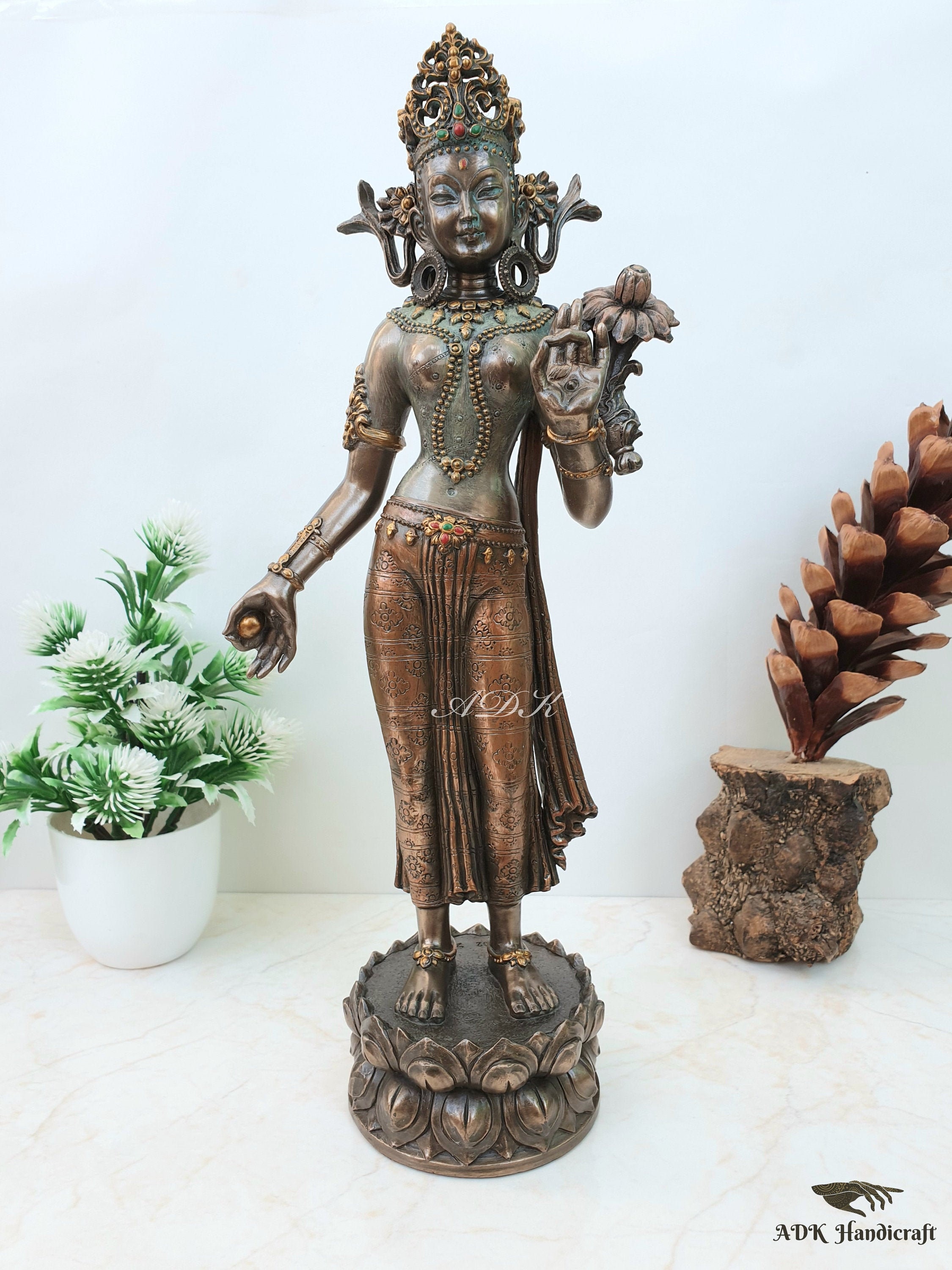 Tara Statue, Standing Tara Statue, 31 CM Tibetan Goddess, Tibetan God ...
