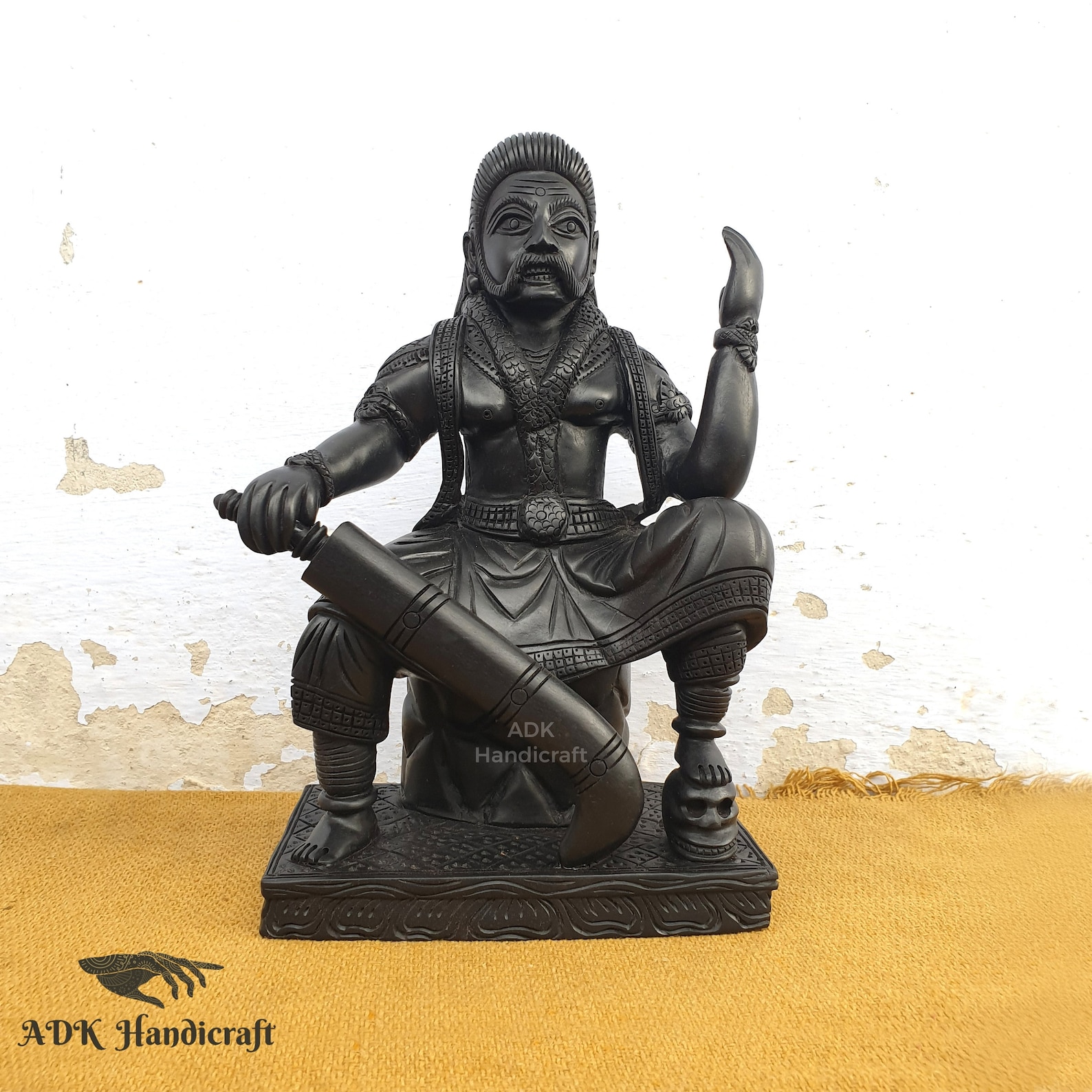 Karungali Karuppu Swamy Idol- 9" Inch | Ebony Wood Karuppanna Swamy ...