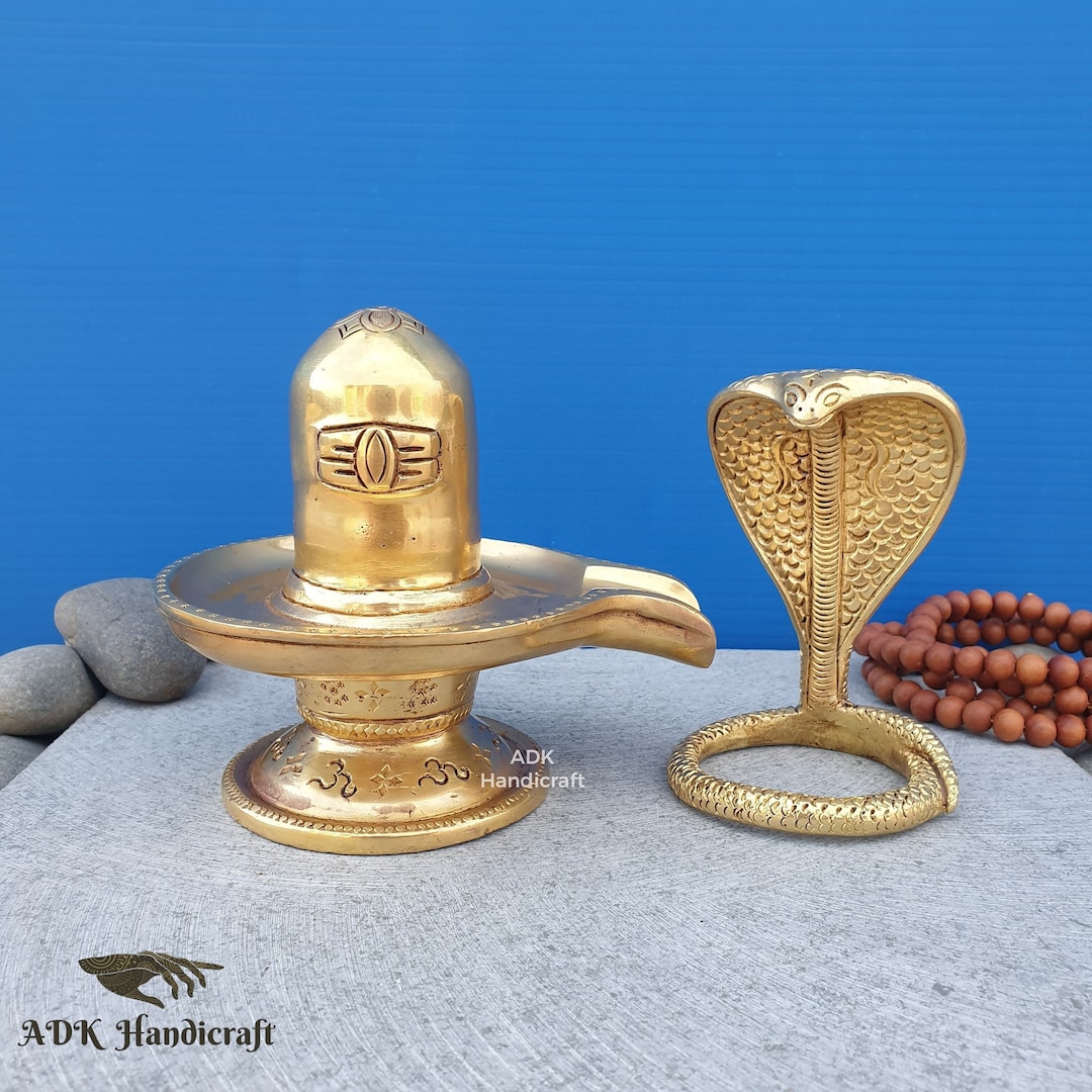 Brass Lord Shiva Lingam Statue- 6.2" Inch Heavy Brass Shivling With ...