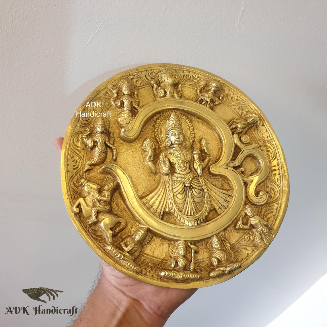 Brass Vishnu Dashavatara Wall Decor, 8" Inch Hanging Lord Vishnu ...