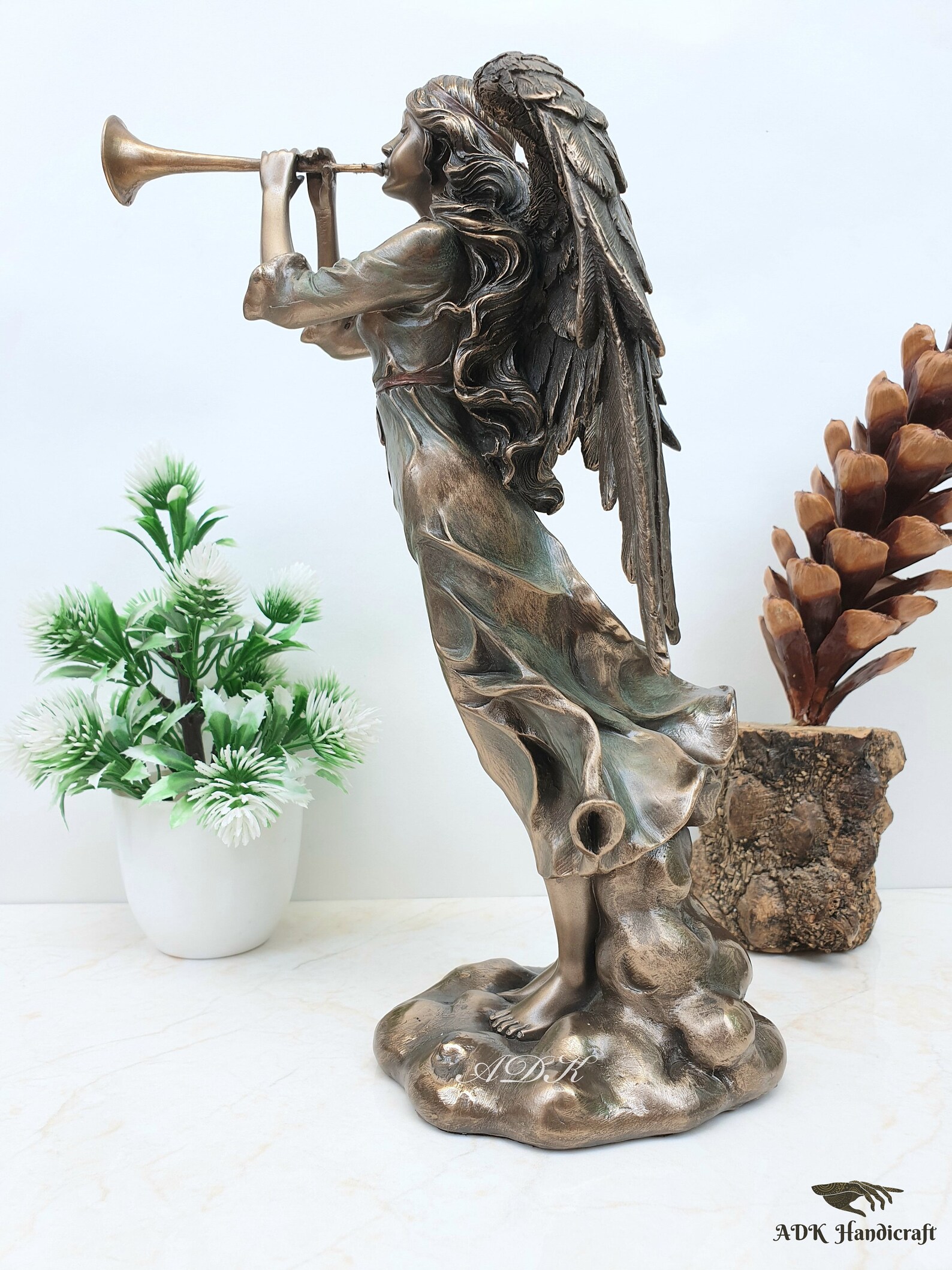 Angel Musician Trumpet Statue 26 CM Angel Statue Musician | Etsy