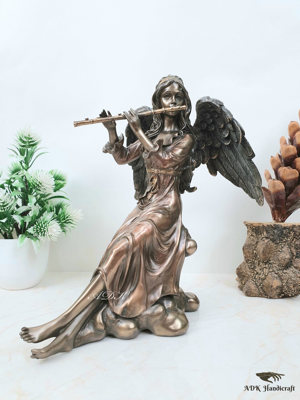 Angel Musician Flute Statue 21 CM Angel Statue Musician - Etsy
