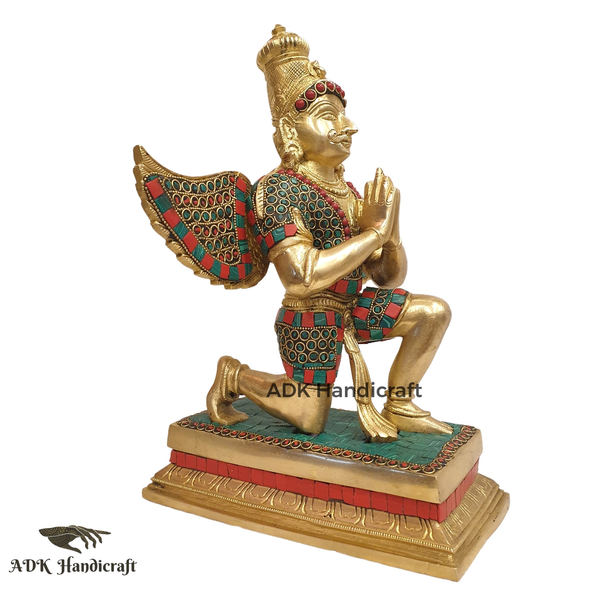Brass Big Garuda Statue, 12" Inch Large Lord Garud Wagon of Lord Vishnu ...