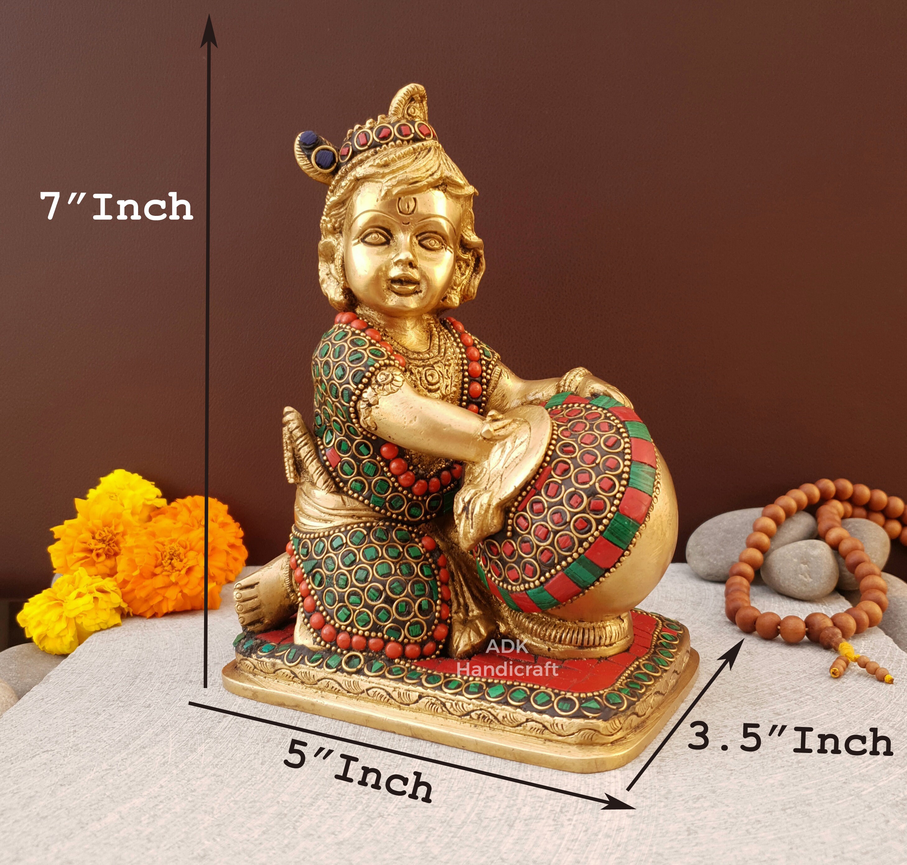 Brass Bal Gopal Krishna Statue- 7" Inch Baby Lord Krisna in Brass, Baal ...