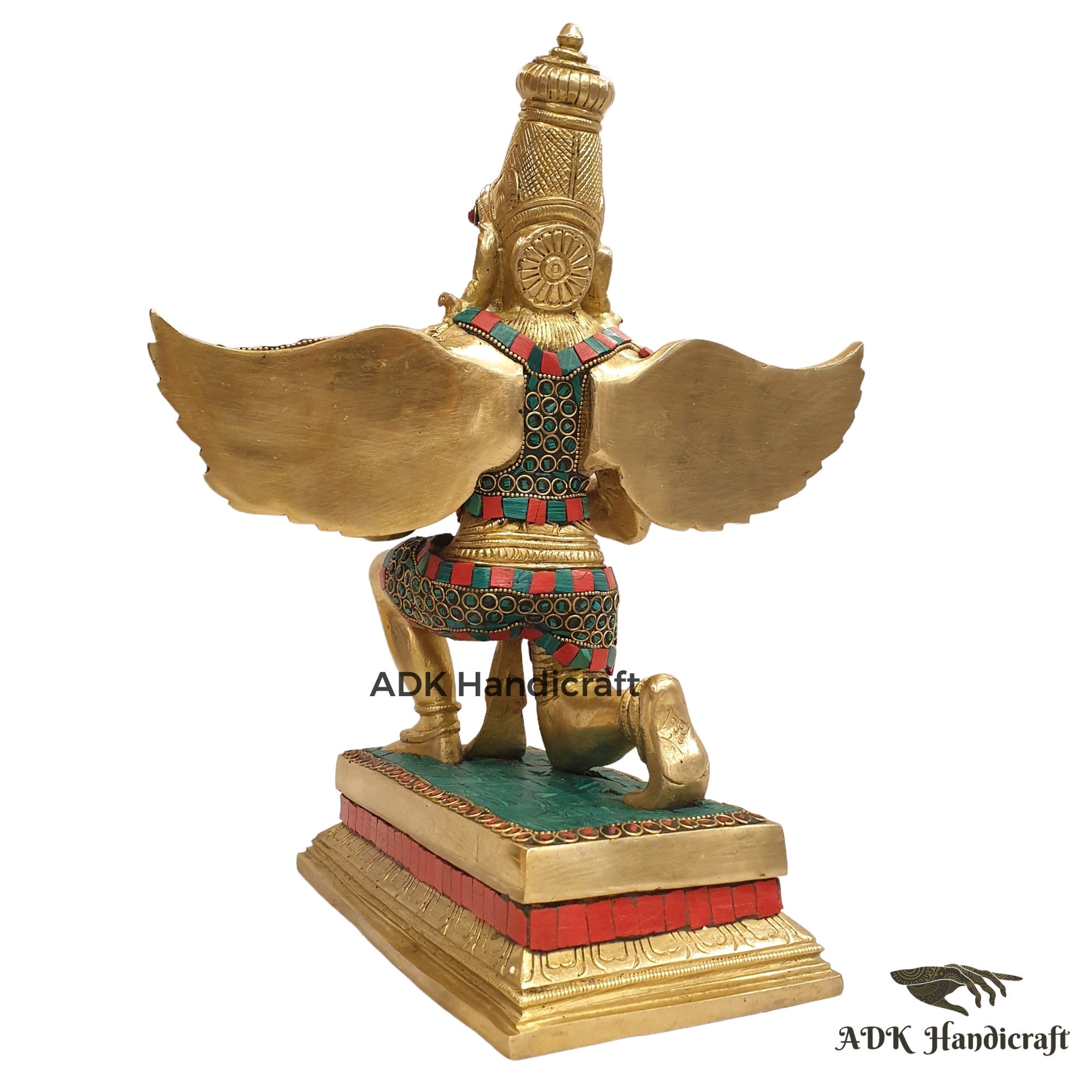 Brass Big Garuda Statue, 12" Inch Large Lord Garud Wagon of Lord Vishnu ...