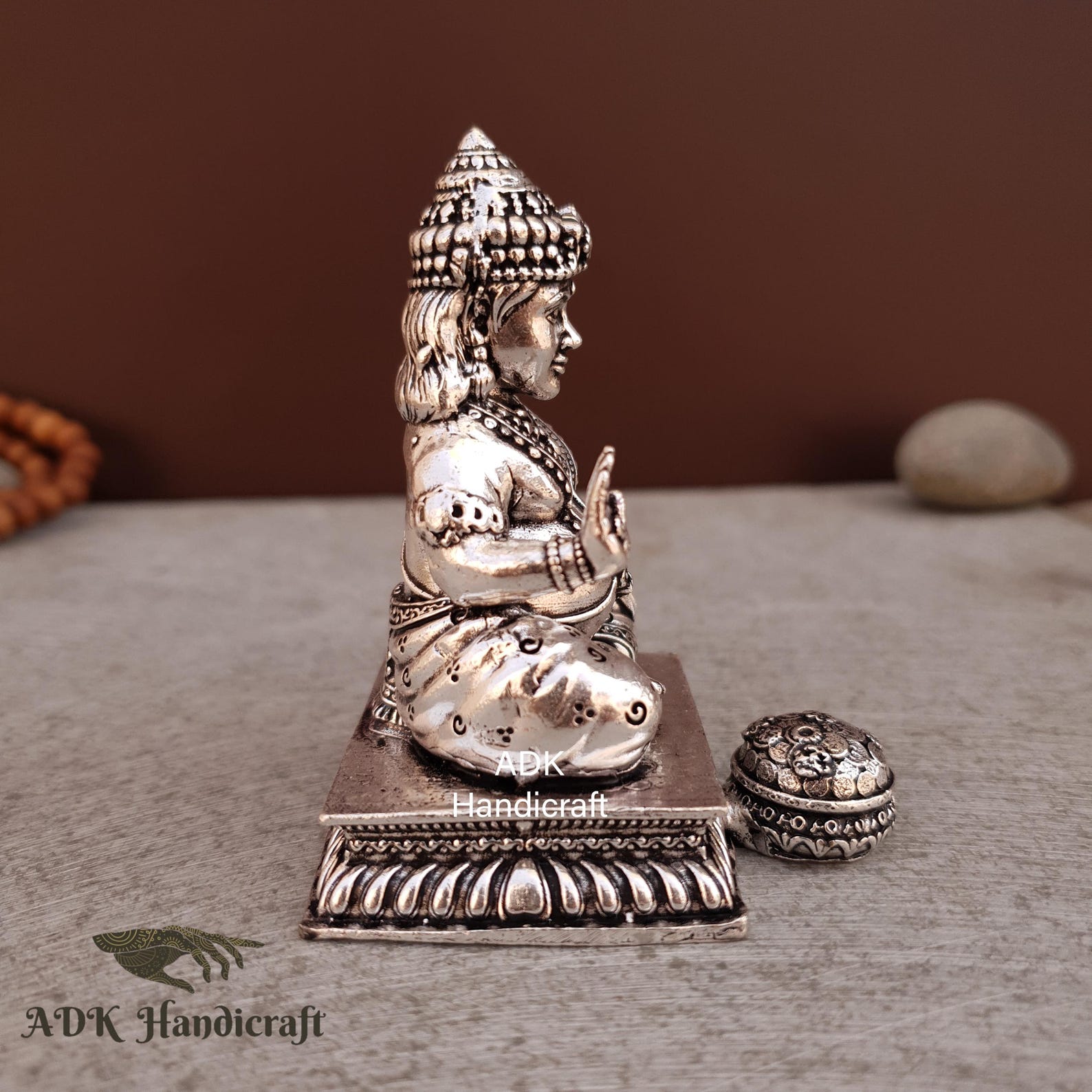 Brass Kuber Statue in Silver Finish, 5" Inch Kuvera Statue, Lord of ...