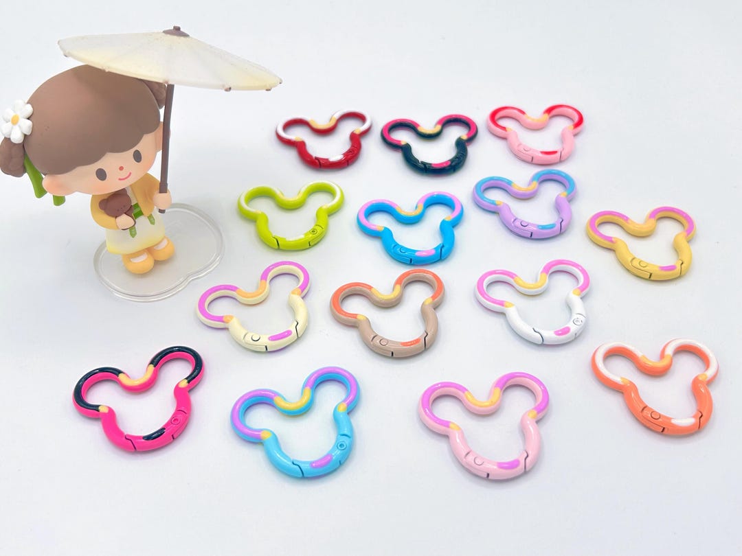 Mickey Shape Keychain Clip, Color Block Carabiner Keychain, 3 Color Key ...