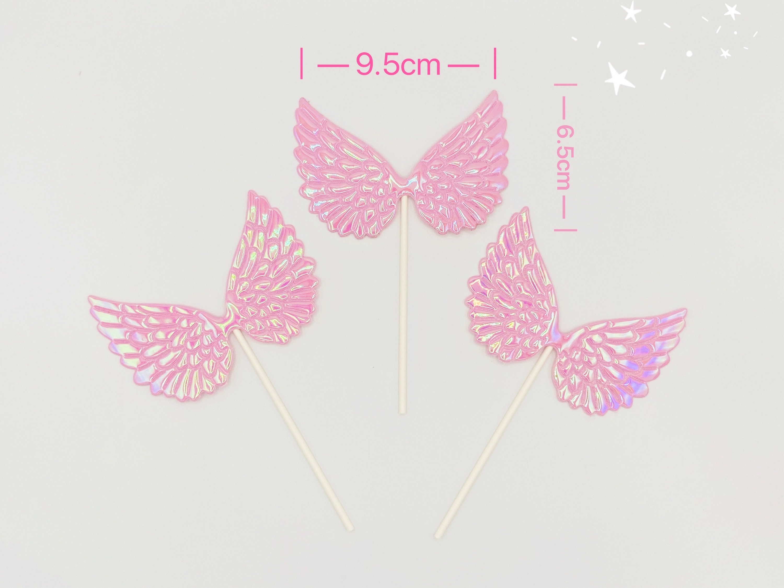 Glitter Cake Toppers Large Size Angel Wings Cupcake Topper, Cake Decor ...