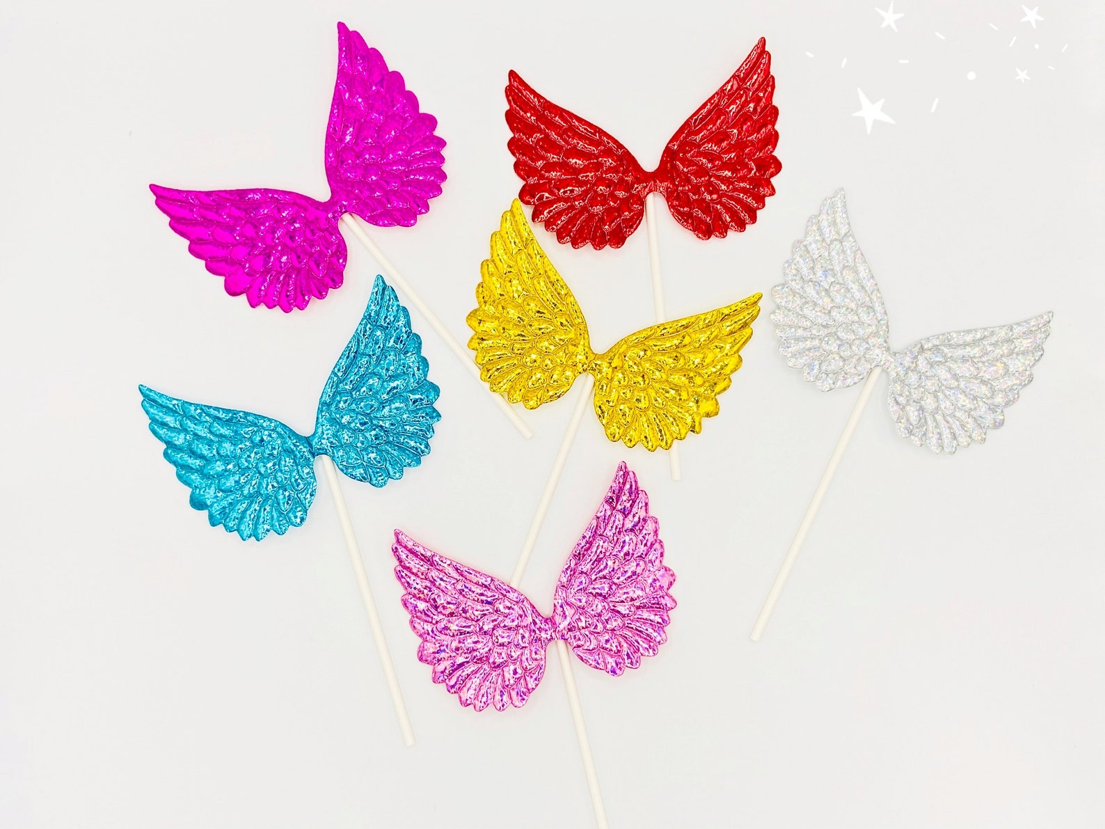 Glitter Cake Toppers Large Size Angel Wings Cupcake Topper - Etsy