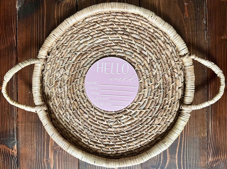 Personalized Acrylic Baby Birth Announcement | Hello World Newborn Sign ...