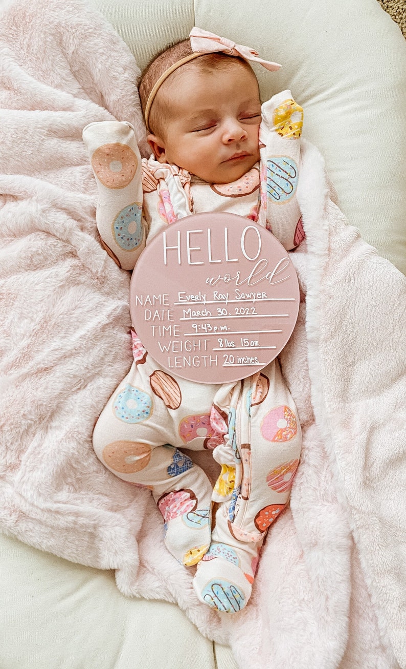Personalized Acrylic Baby Birth Announcement | Hello World Newborn Sign ...