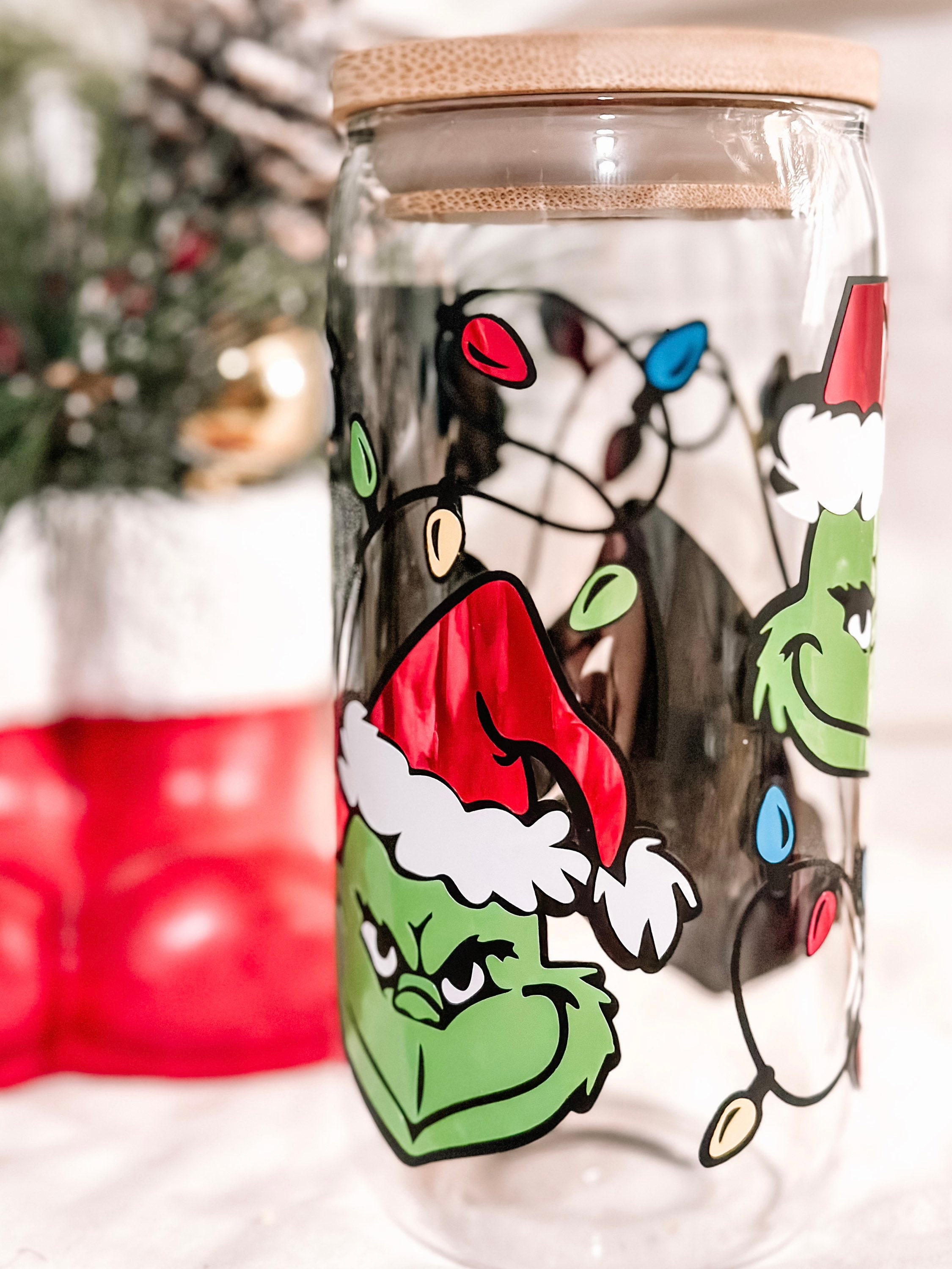 Grinch Christmas Light Can Glass | Grinchmas Cup | 16 Oz Cup With ...