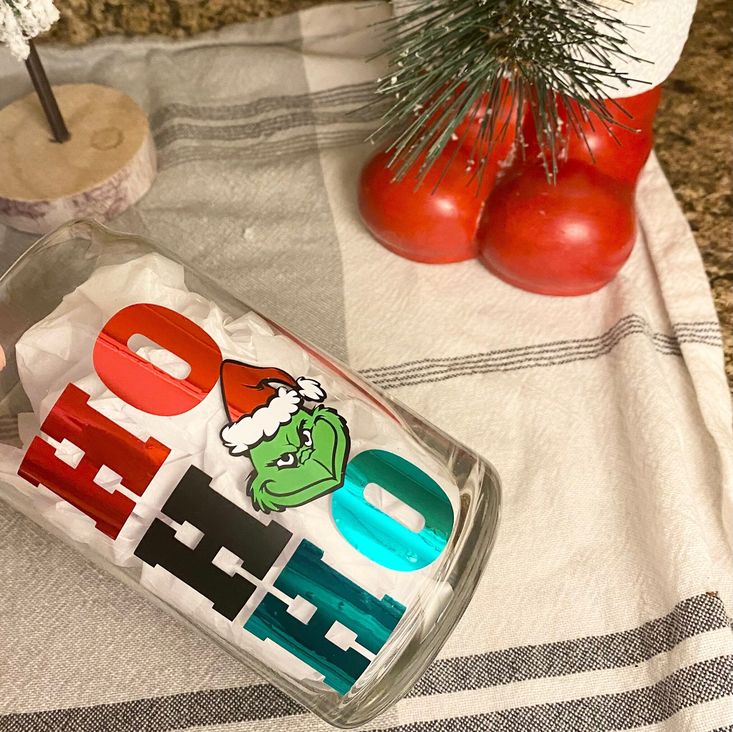 HoHoHo Grinch Vaso de cerveza de vidrio - Etsy México