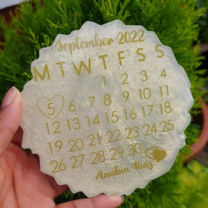 Resin Calendar Coaster Anniversary Gift Valentines Day Gift Wedding ...