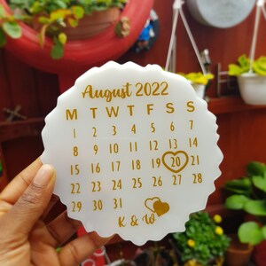 Resin Calendar Coaster Anniversary Gift Valentines Day Gift Wedding ...