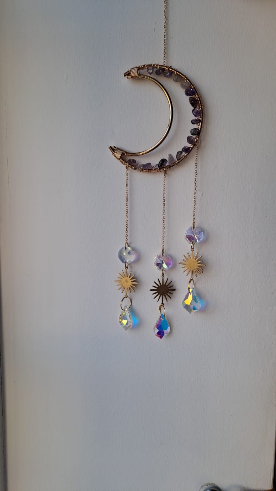 Crescent Moon Crystal Suncatcher Hanging Crystal Prism Garden Décor ...