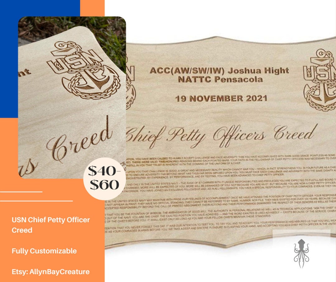 USN Chief Petty Officer Creed - Etsy