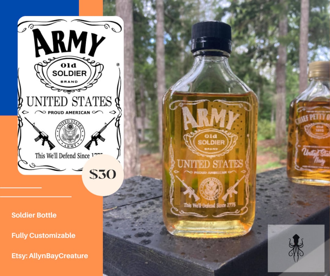 US Army Soldier Glass Flask Bottle - Etsy
