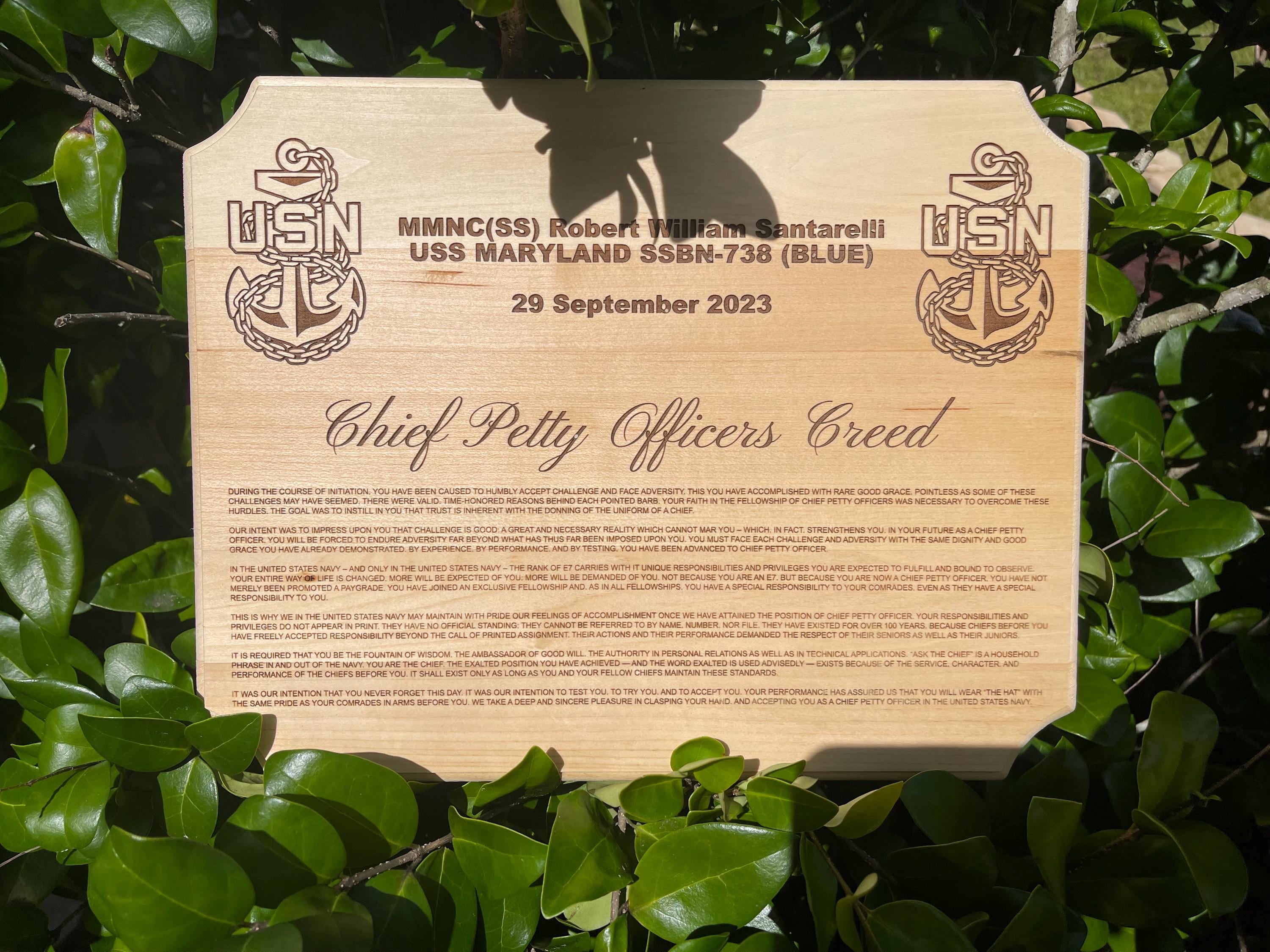 USN Chief Petty Officer Creed - Etsy