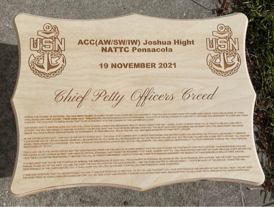 USN Chief Petty Officer Creed - Etsy