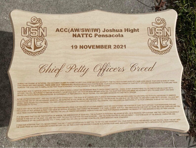 USN Chief Petty Officer Creed - Etsy