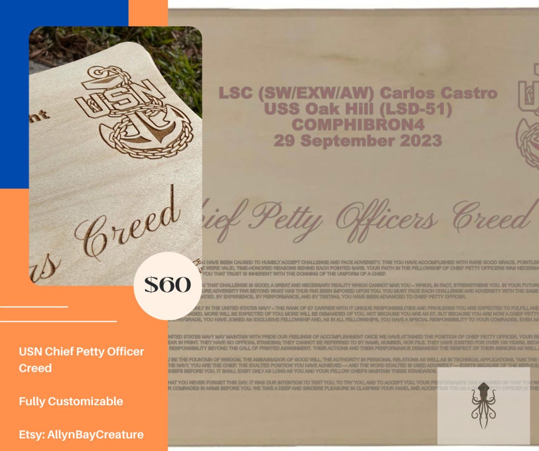 USN Chief Petty Officer Creed - Etsy