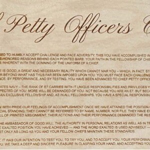USN Chief Petty Officer Creed - Etsy