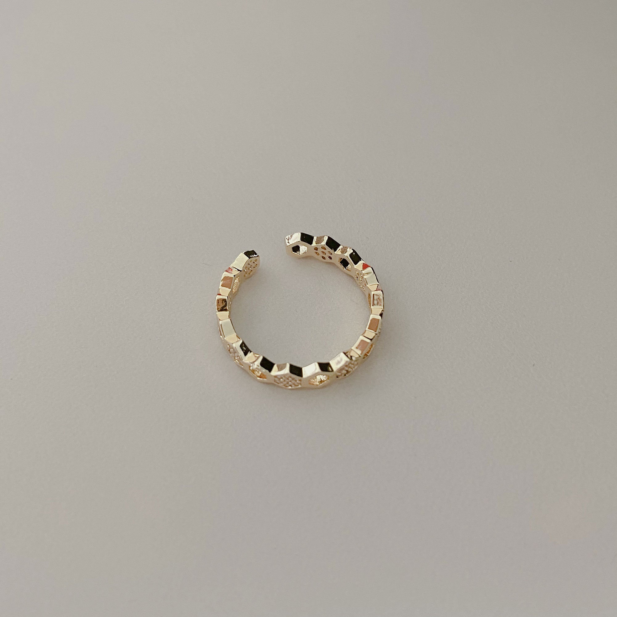 Honeycomb Sparkling Adjustable Gold Ring Stackable and Minimalist - Etsy