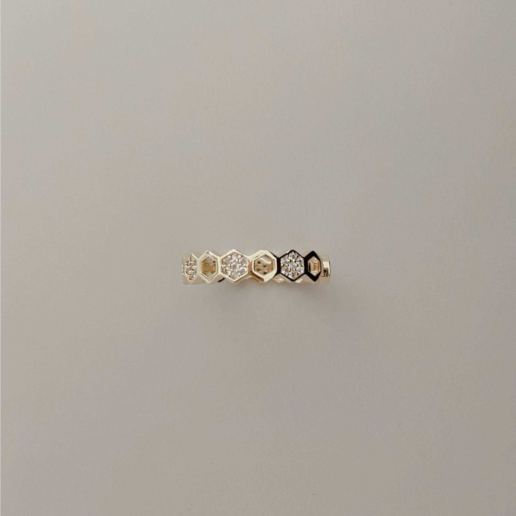 Honeycomb Sparkling Adjustable Gold Ring Stackable and Minimalist - Etsy