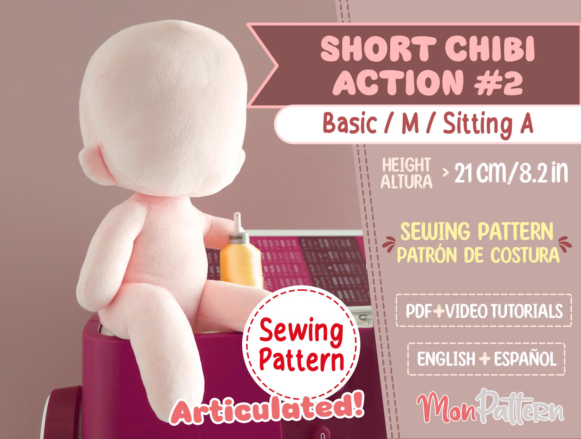 SHORT CHIBI ACTION #2 Sewing Pattern | Sitting Articulated Plush ...