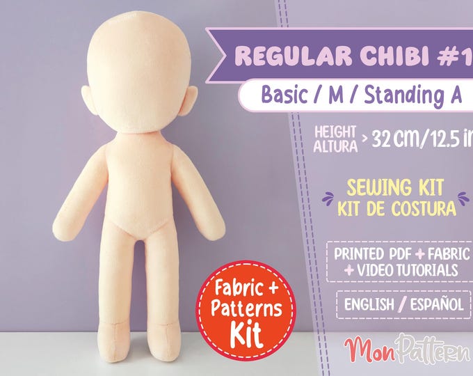 REGULAR CHIBI #1 Sewing Kit: Minky Fabric, Plush Pattern 32cm/12in ...