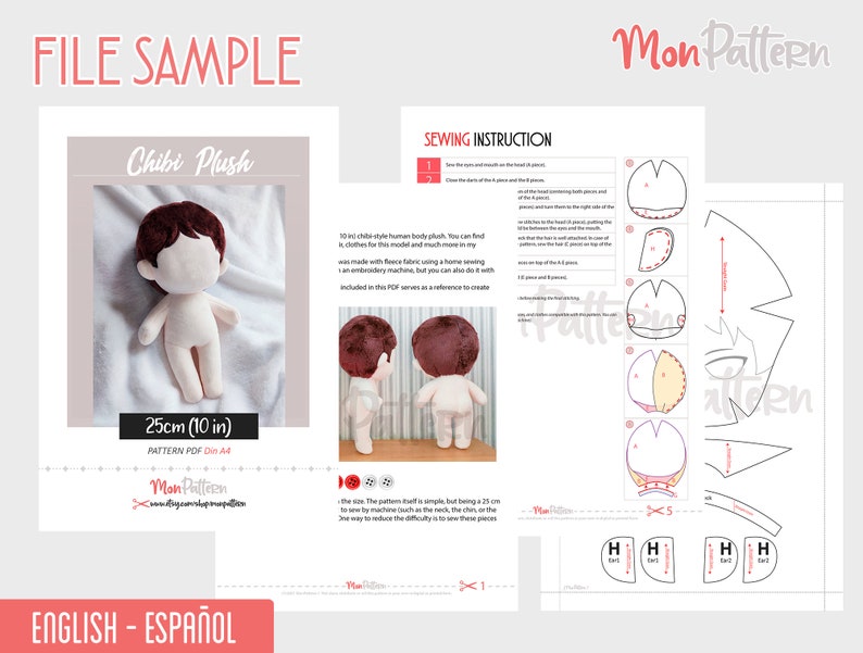 CHIBI Human Doll Plush 25 Cm PDF Sewing Pattern Digital | Etsy Canada