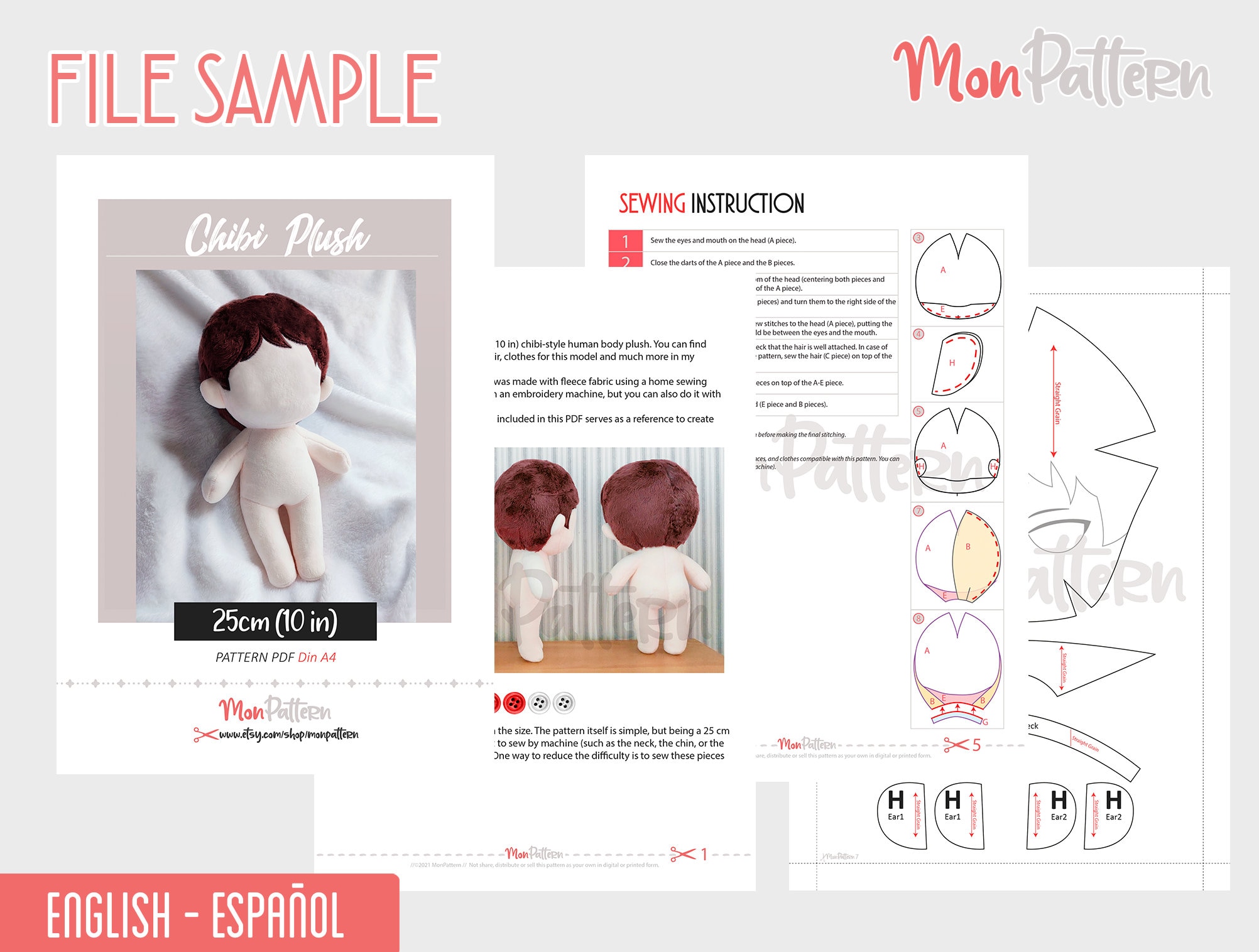 CHIBI Human Doll Plush 25 Cm PDF Sewing Pattern Digital | Etsy Canada